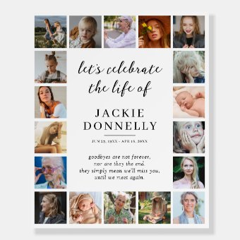 Funeral Sign l Celebrating The Life Photo Collage | Zazzle