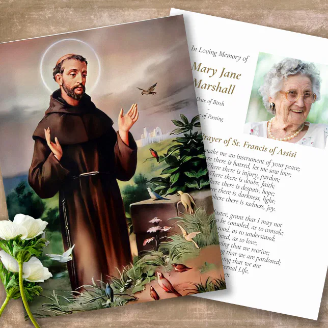 Funeral St Francis of Assisi Sympathy Prayer Card | Zazzle