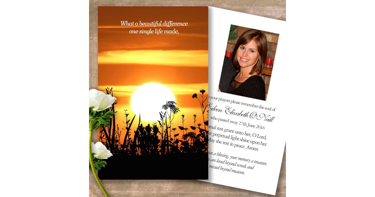 Funeral Sunset Memorial Prayer Sympathy Cards | Zazzle