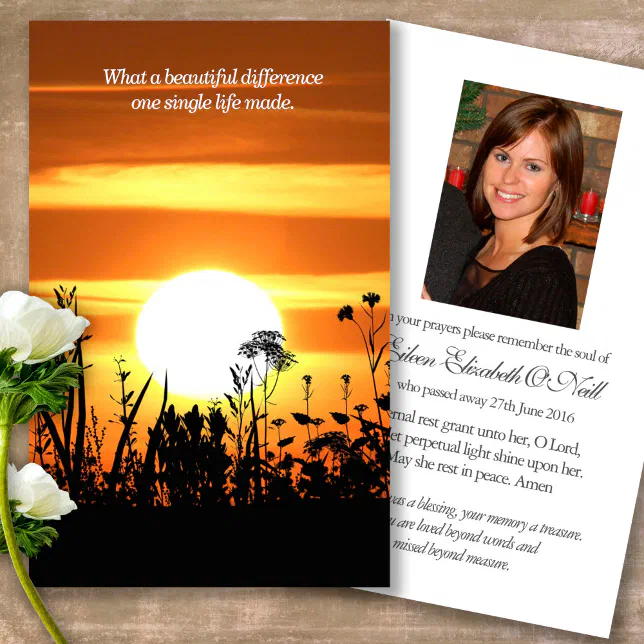Funeral Sunset Memorial Prayer Sympathy Cards | Zazzle