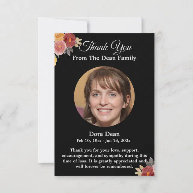 Funeral Sympathy Memorial Remembrance Thank You Card | Zazzle