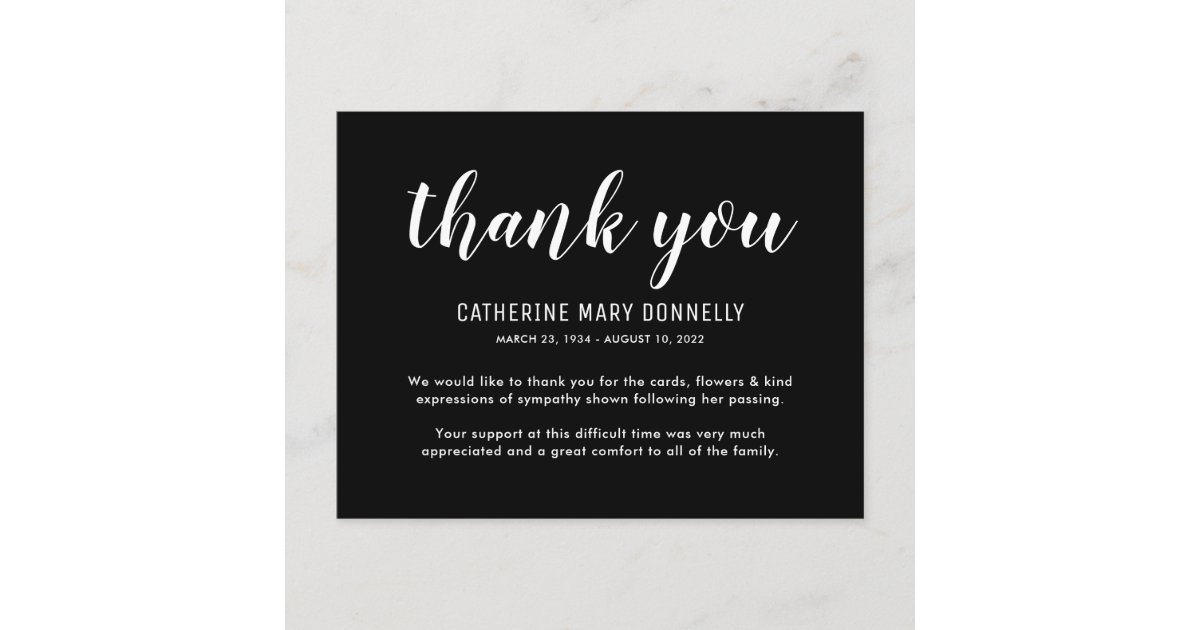 Funeral Thank You Note | Behreavement Sympathy | Zazzle.com