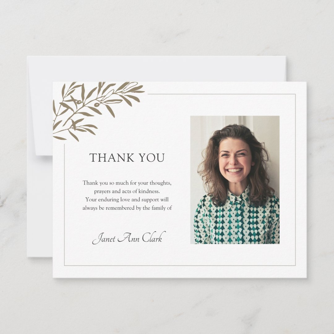 Funeral Thank You Note Card | Zazzle