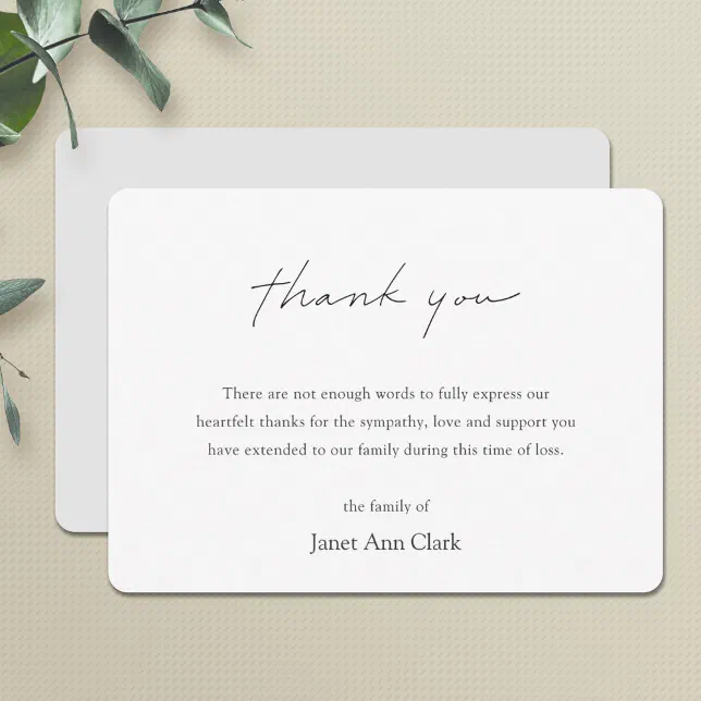 Funeral Thank You Note Card | Zazzle