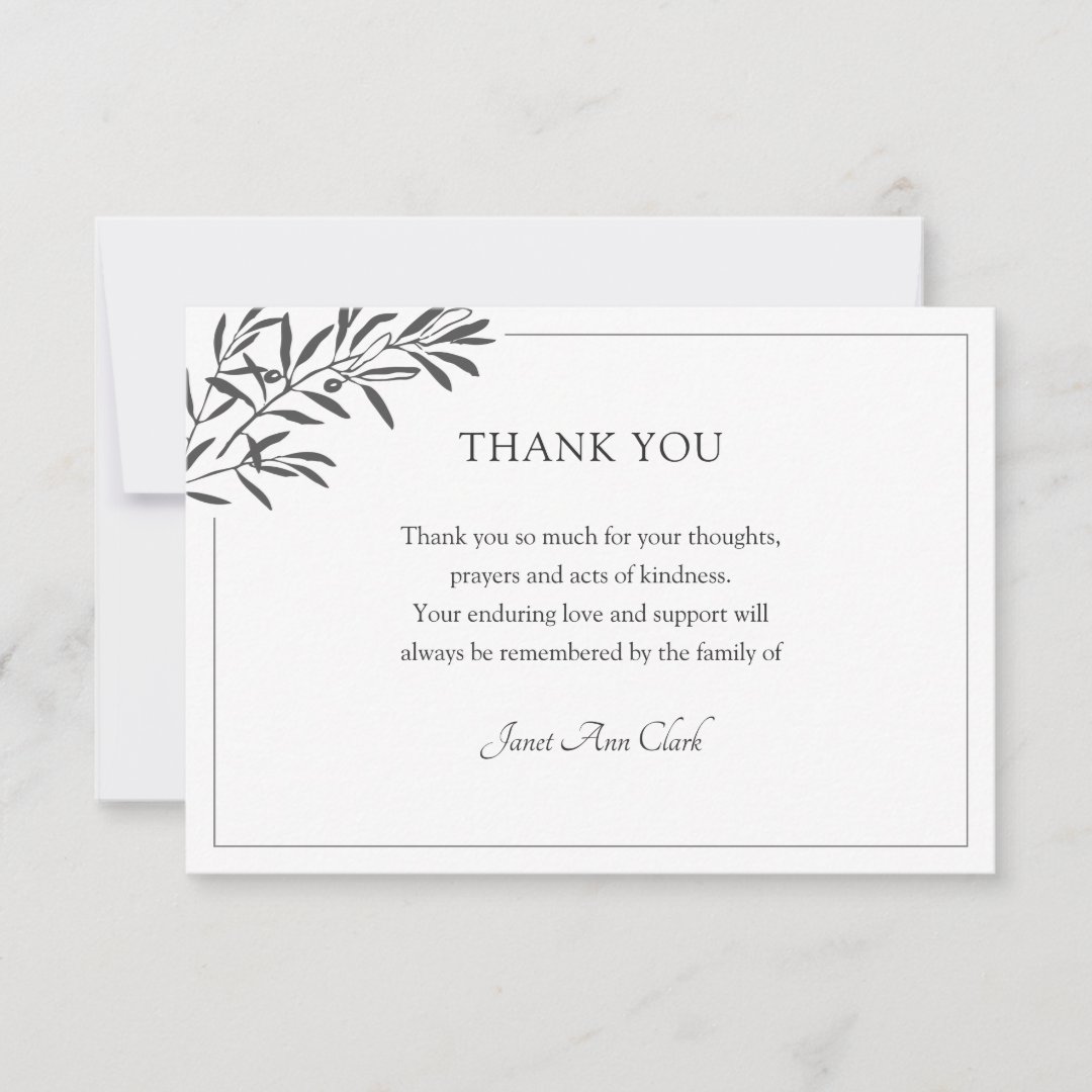 Funeral Thank You Note Card | Zazzle