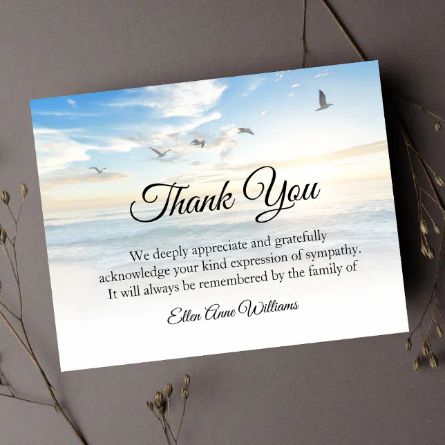 Funeral Thank You Note Grief Nature | Bereavement | Zazzle