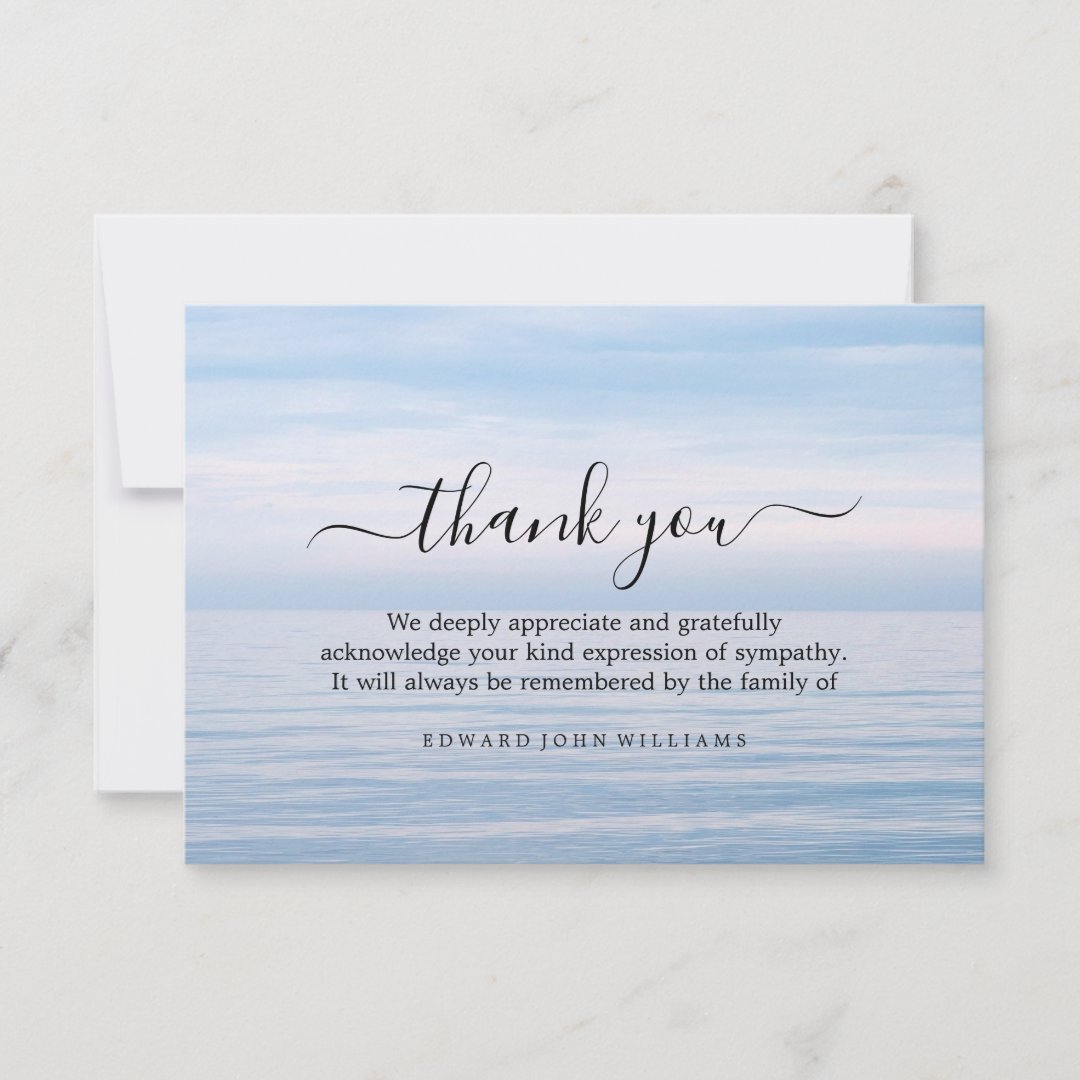Funeral Thank You Note Grief Ocean | Bereavement | Zazzle