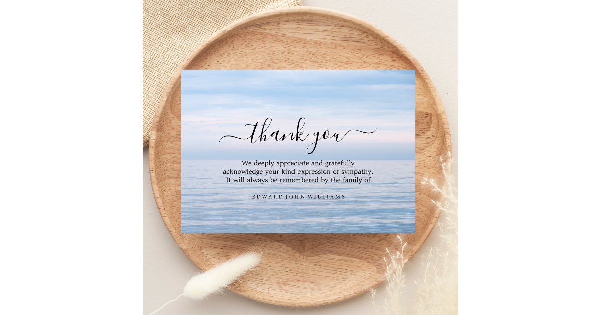Funeral Thank You Note Grief Ocean | Bereavement | Zazzle