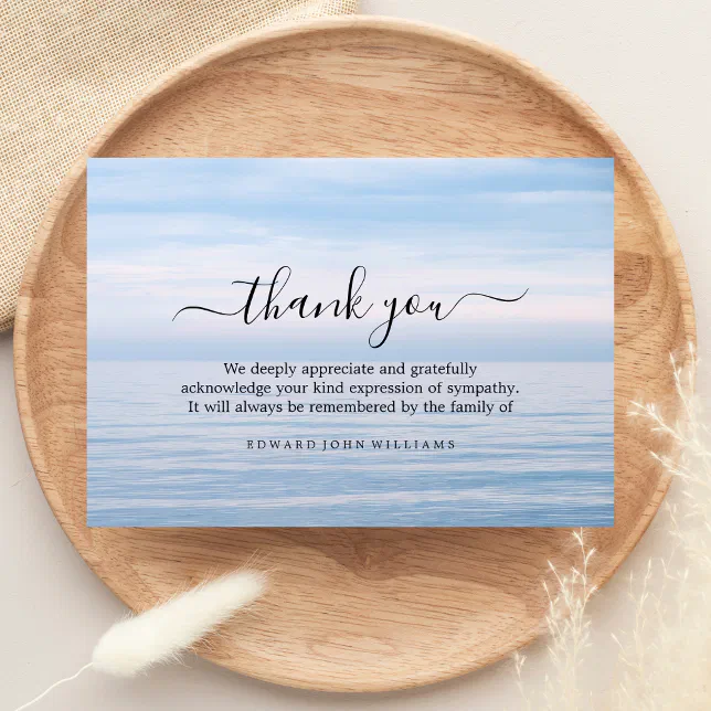 Funeral Thank You Note Grief Ocean | Bereavement | Zazzle