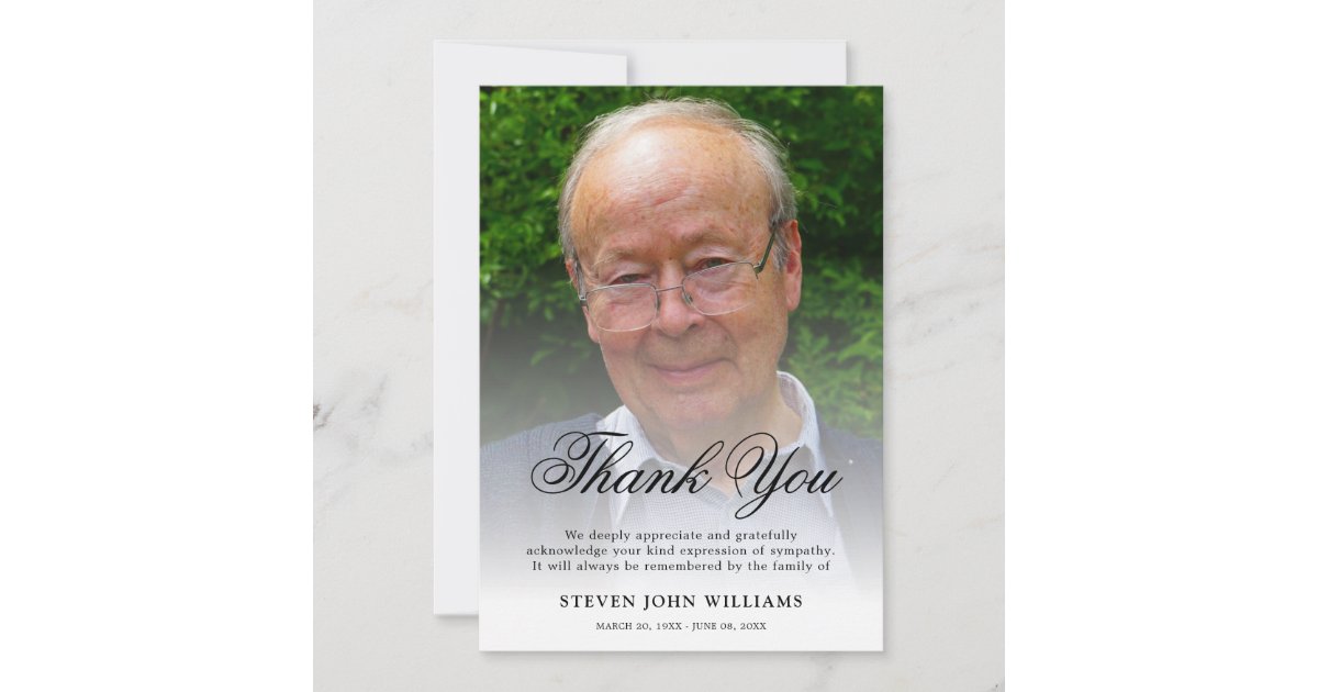 Funeral Thank You Note Grief Photo | Bereavement | Zazzle