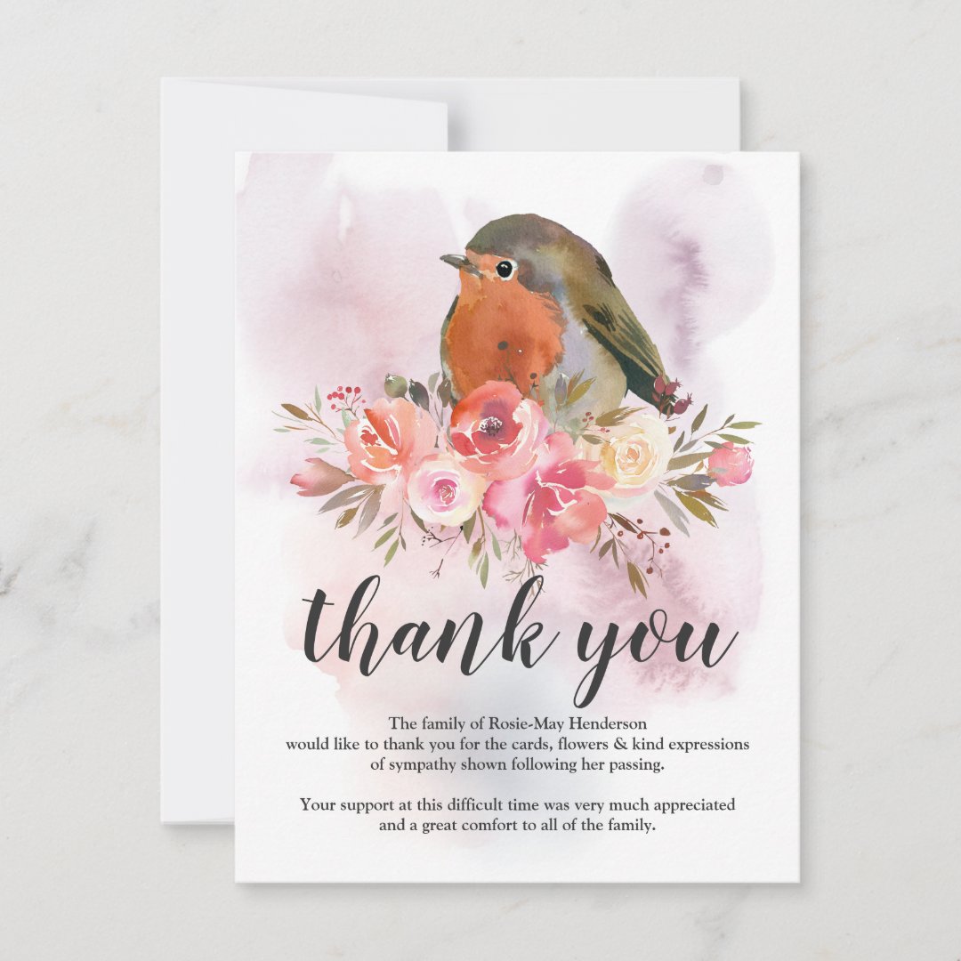Funeral Thank You Note | Sympathy Robin | Zazzle