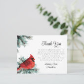 Funeral Thank You Red Cardinal Bird Evergreen Postcard | Zazzle
