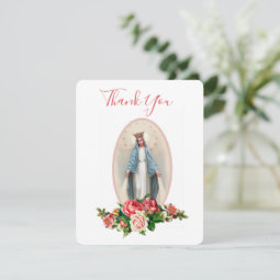 Funeral Virgin Mary Floral Religious Catholic Thank You Card | Zazzle