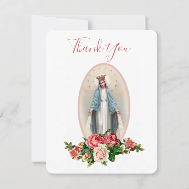 Funeral Virgin Mary Floral Religious Catholic Thank You Card | Zazzle
