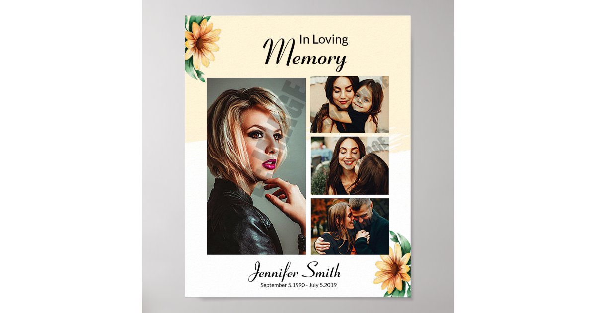 Funeral Welcome Poster Sign Photo Collage | Zazzle