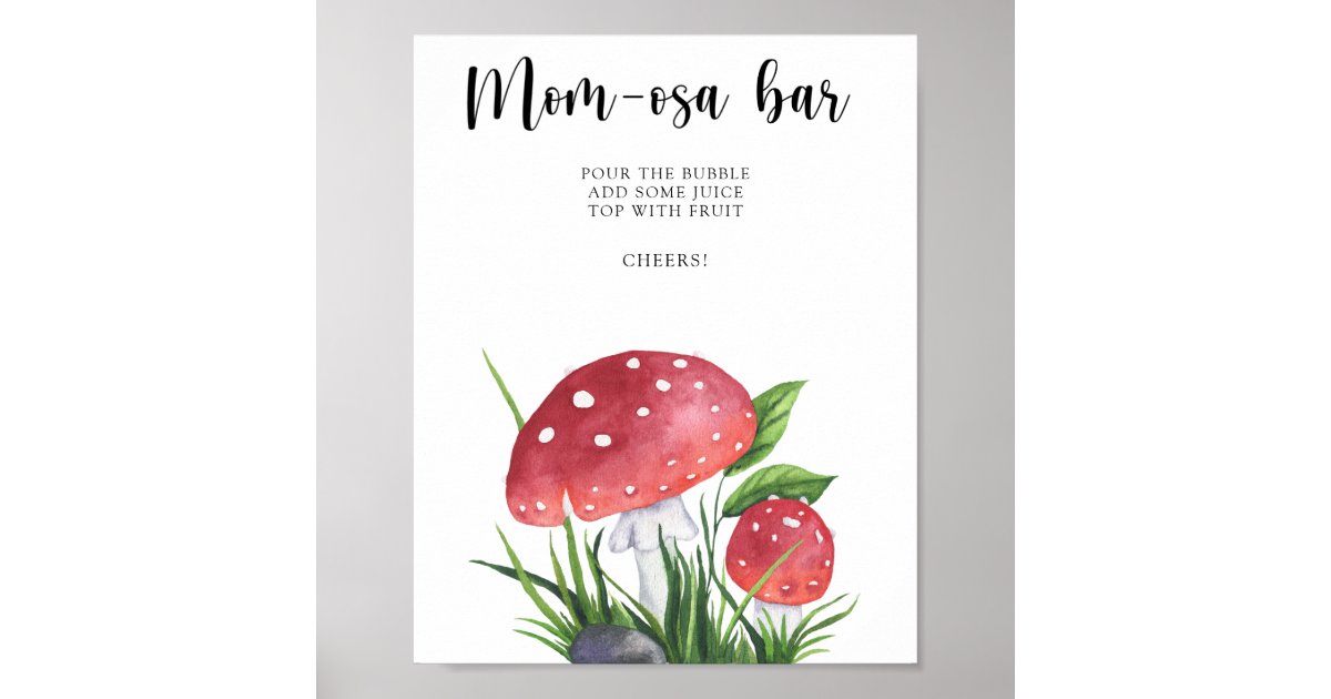 Fungi Baby Shower Momosa bar Poster | Zazzle