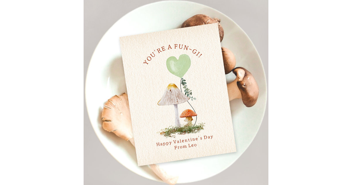 Fungi Pun Mushroom Classroom Valentine Postcard | Zazzle