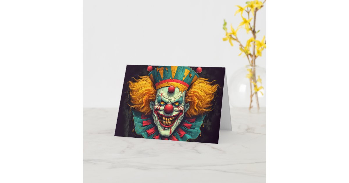 Funhouse Circus Sideshow Clown Happy Halloween Card | Zazzle
