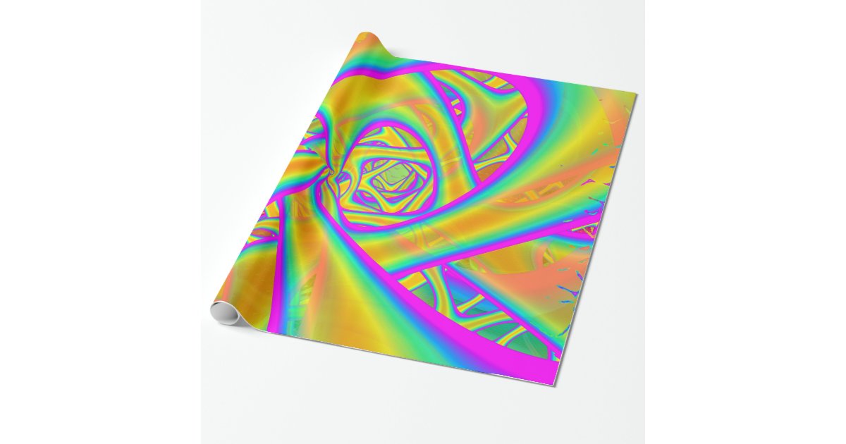 Funkidelic Dichroic Fused Glass Fractal Wrapping Paper | Zazzle