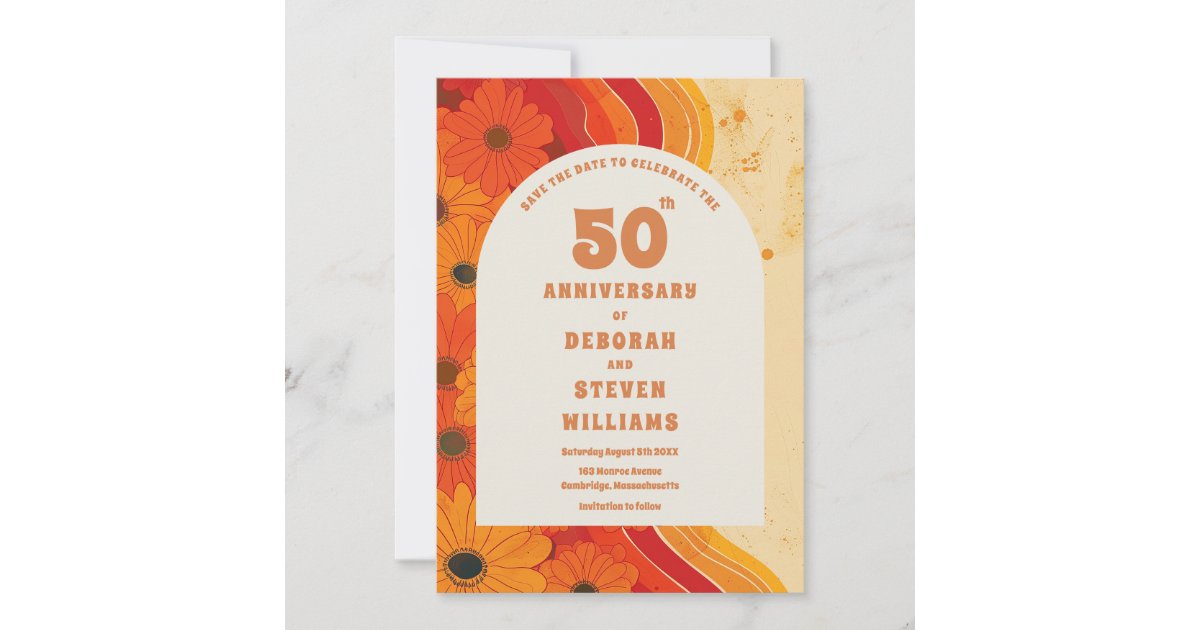 Funky 1970s 50th Wedding Anniversary Invitation | Zazzle