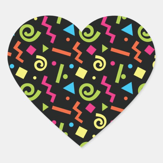 Funky 90's Retro Theme Heart Sticker | Zazzle.com