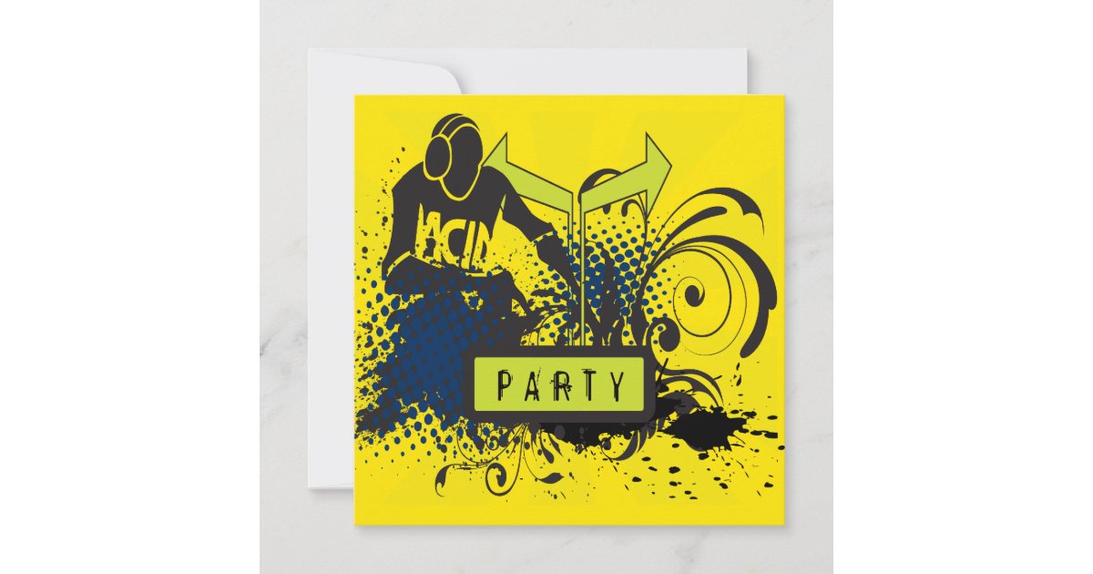 Funky Abstract Acid House DJ Party Invitation | Zazzle