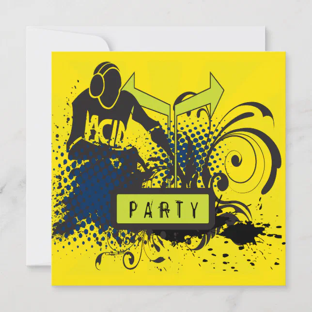 Funky Abstract Acid House DJ Party Invitation | Zazzle