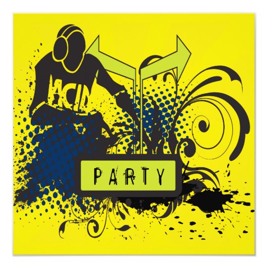 Funky Abstract Acid House DJ Party Invitation | Zazzle.com