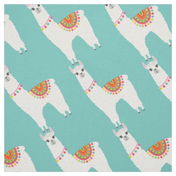Cute Llama Print Fabric | Zazzle