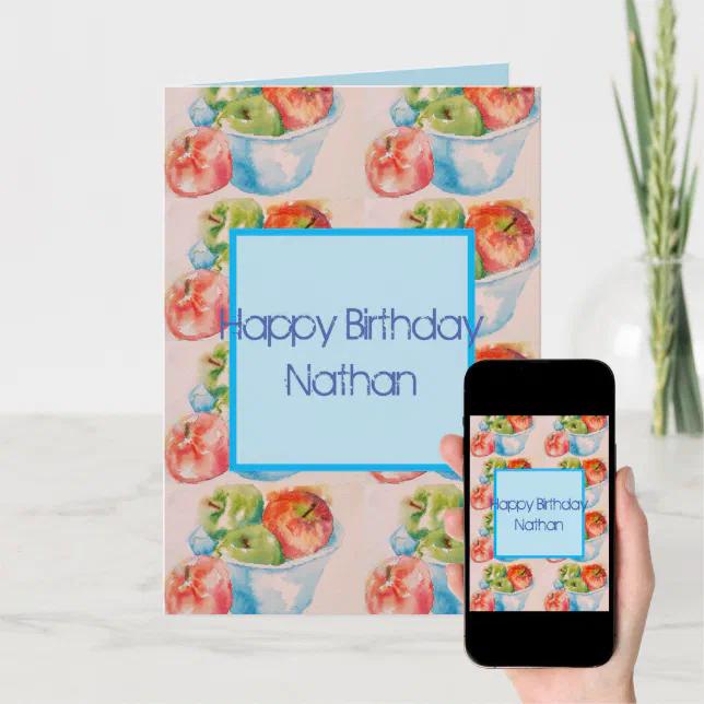 Funky Apple Watercolour Painting Birthday Card | Zazzle
