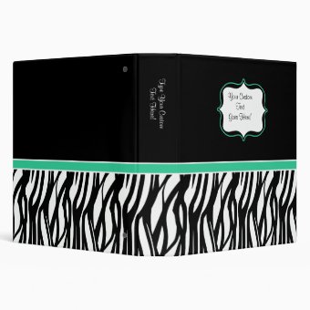 Funky Aqua Zebra Binder | Zazzle