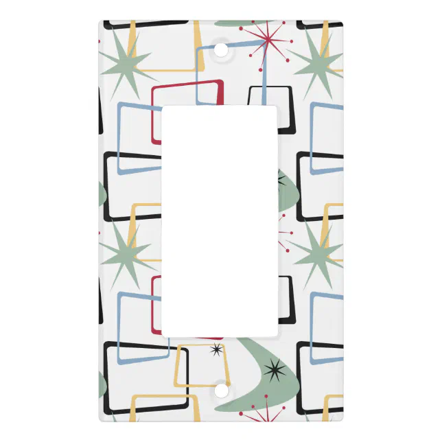 Funky Atomic Boomerang Squares Stars Mid Century Light Switch Cover ...