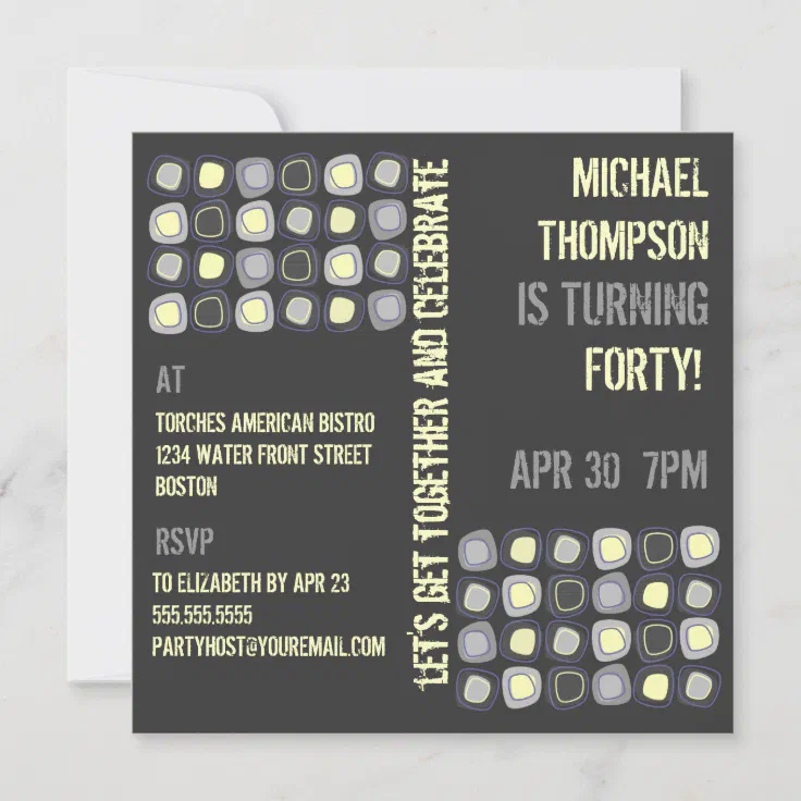 Funky Blocks Adult Birthday Party Invitation | Zazzle