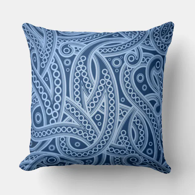 Funky Blue Abstract Paisley Pattern Throw Pillow | Zazzle