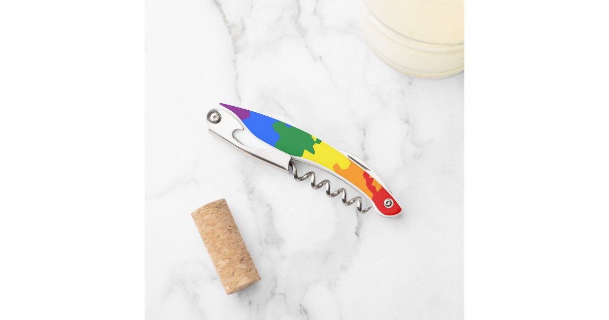 Funky Boho Abstract Gay Rainbow Mosaic Pride Flag Waiter's Corkscrew ...