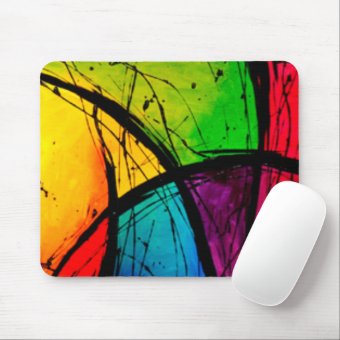 Funky Bright Abstract Art Painting Mouse Pad | Zazzle