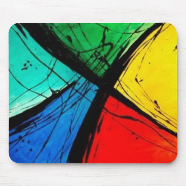 Funky Bright Abstract Art Painting Mouse Pad | Zazzle