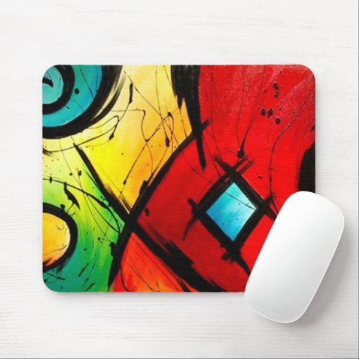 Funky Bright Abstract Art Painting Mouse Pad | Zazzle