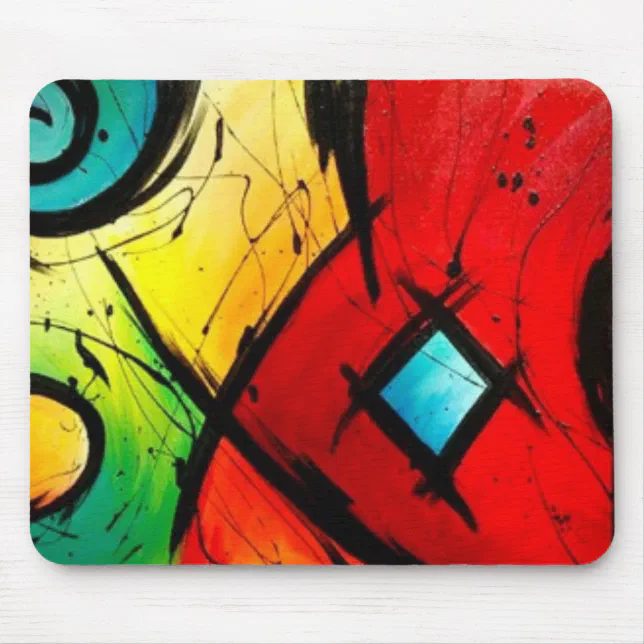 Funky Bright Abstract Art Painting Mouse Pad | Zazzle