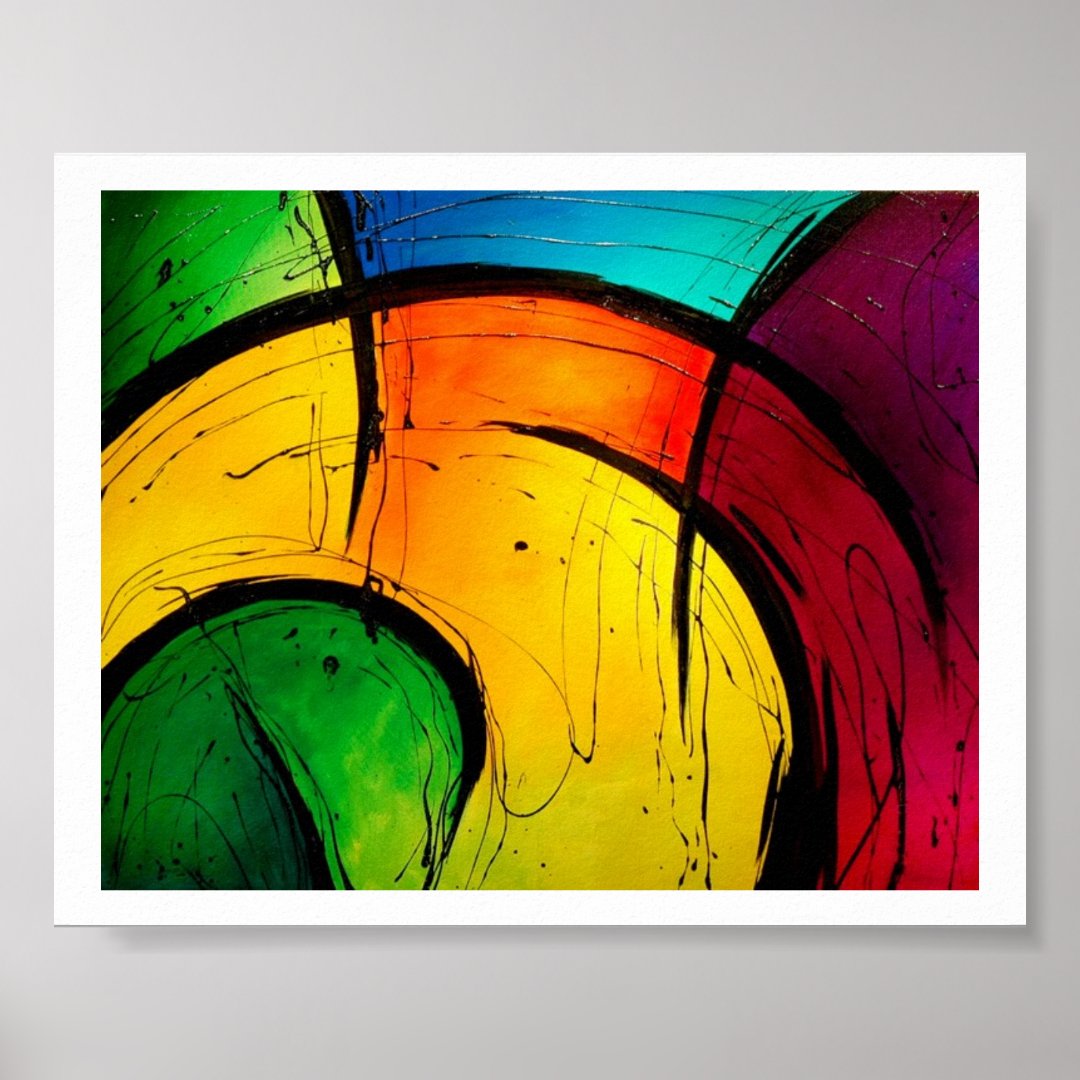 Funky Bright Abstract Art Poster | Zazzle