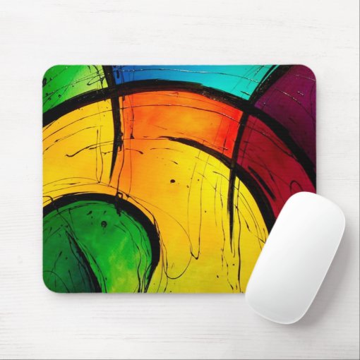 Funky Bright Colors Abstract Art Mouse Pad | Zazzle