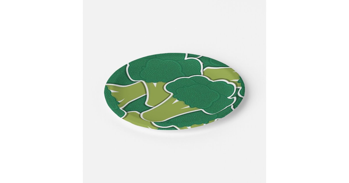 Funky broccoli paper plates | Zazzle