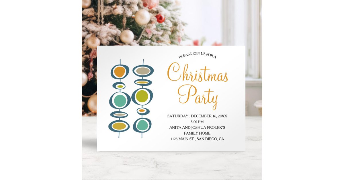 Funky Circles Mid Century Christmas Holidays Invitation | Zazzle