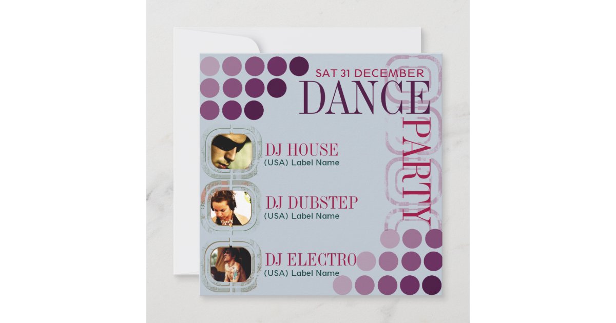 Funky Club DJ Dance Party w/ Photos Invitations | Zazzle