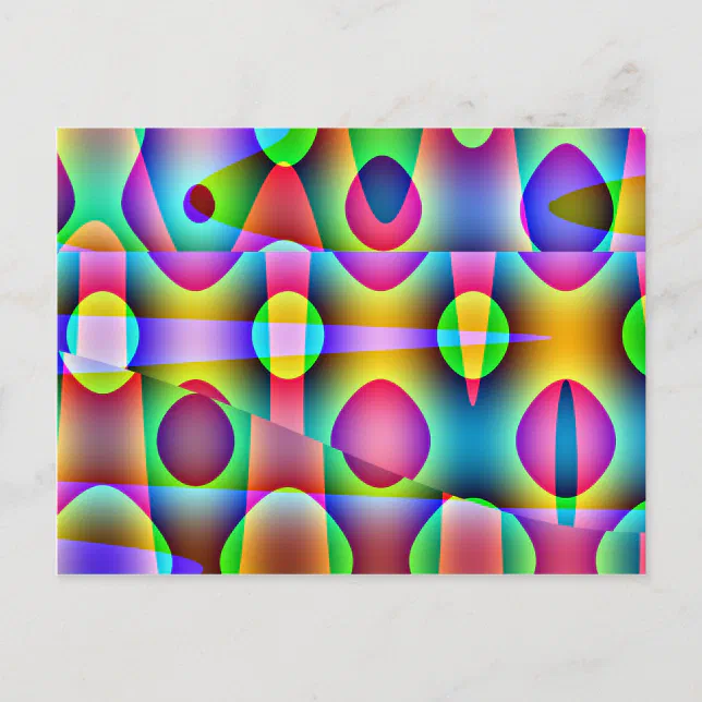 Funky Colorful Abstract Postcard | Zazzle