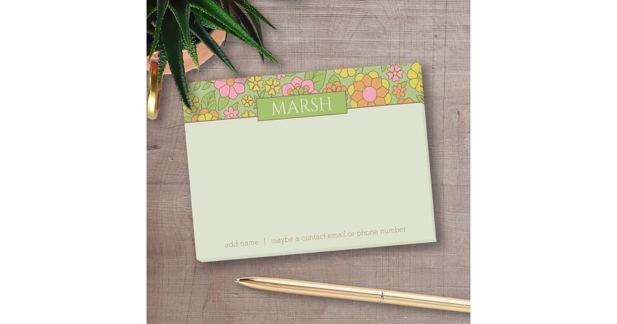 Funky Colorful Pastel Floral Pattern - Monogram Post-it Notes | Zazzle