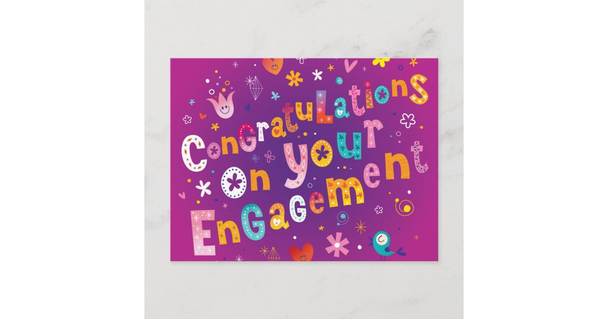 Funky Congratulations on your Engagement Postcard | Zazzle