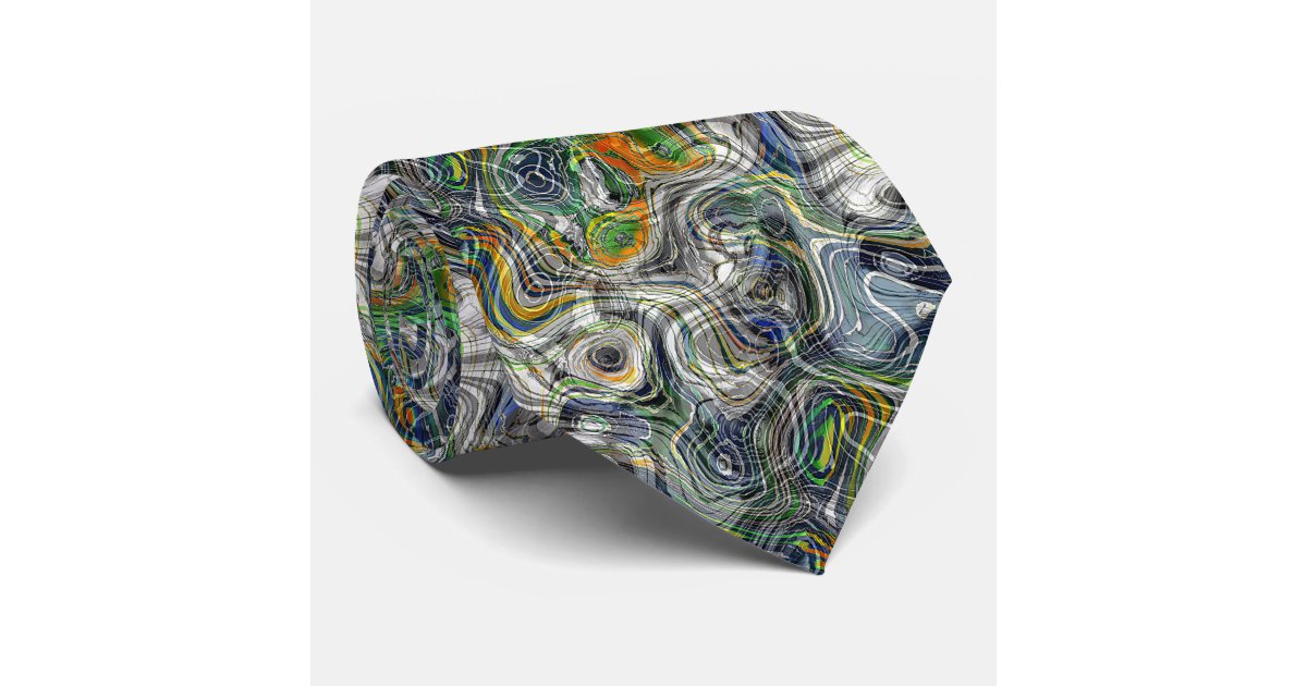 Funky Cool Retro Chic Fractal Marble Pattern Neck Tie | Zazzle