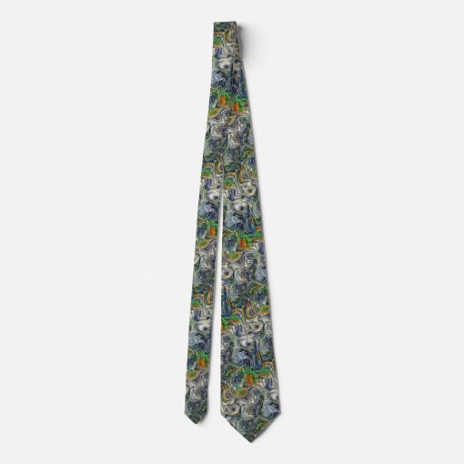 Funky Cool Retro Chic Fractal Marble Pattern Neck Tie | Zazzle