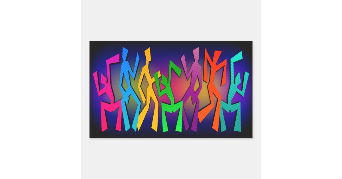 Funky Dancers Rectangular Sticker | Zazzle